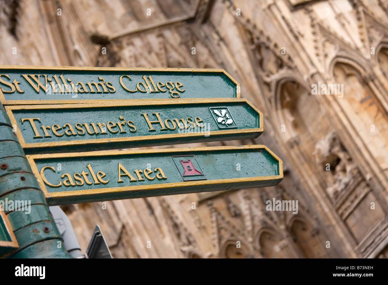 The city of York, England, signpost showing the direction to the ...
