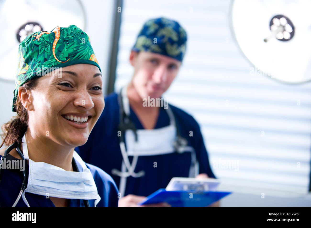 Portrait of two medical professionals in scrubs Stock Photo - Alamy