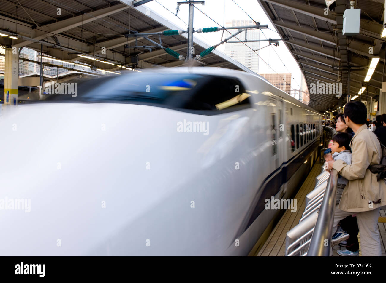 A 700 Series Shinkansen Train leaving Tokyo Station, Japan Stock Photo ...