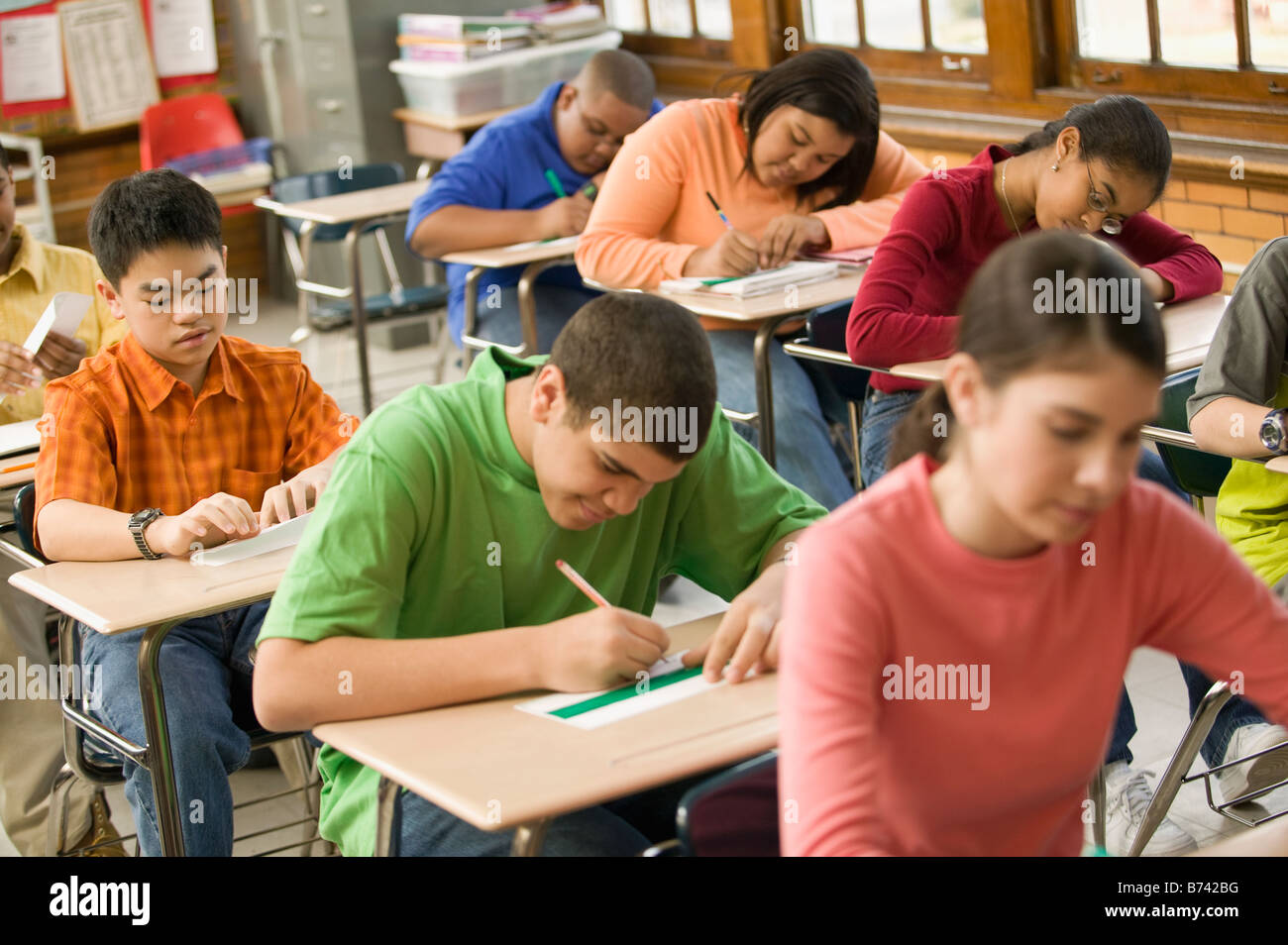 Child writing card classroom hi-res stock photography and images - Alamy