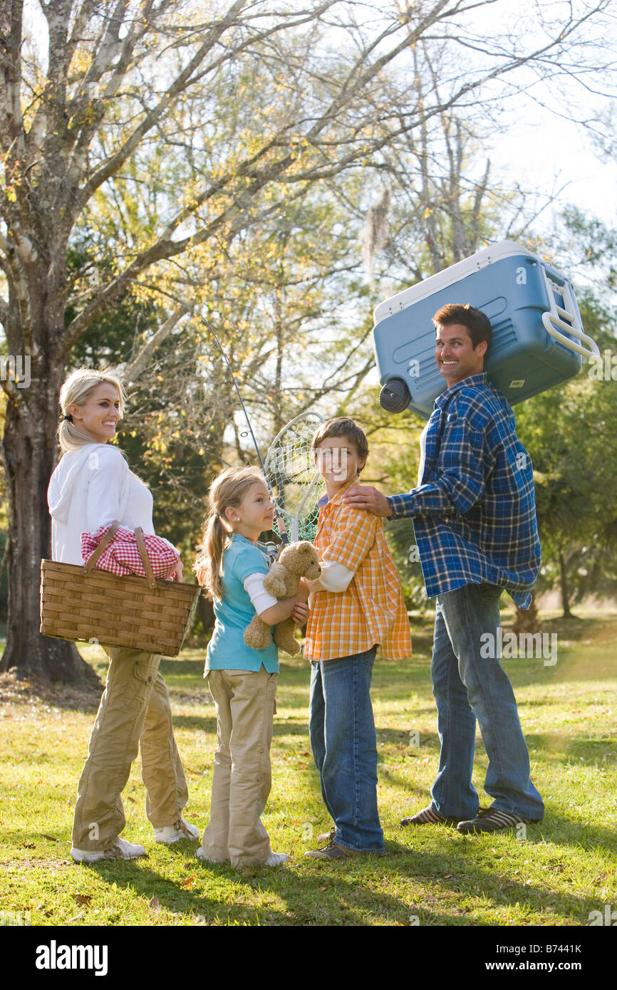 Family going on picnic in park Stock Photo - Alamy
