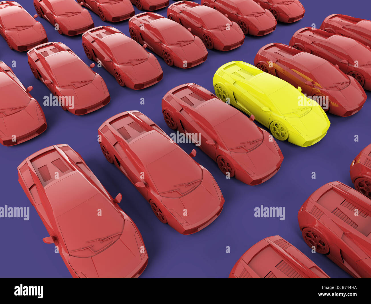 amazing gold car among others cars Stock Photo - Alamy