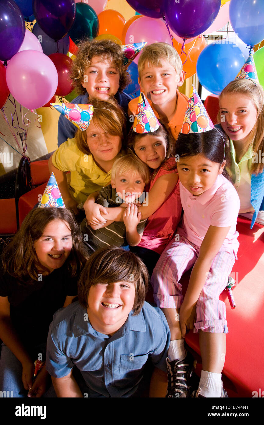 Group portrait at childrens birthday party Stock Photo - Alamy
