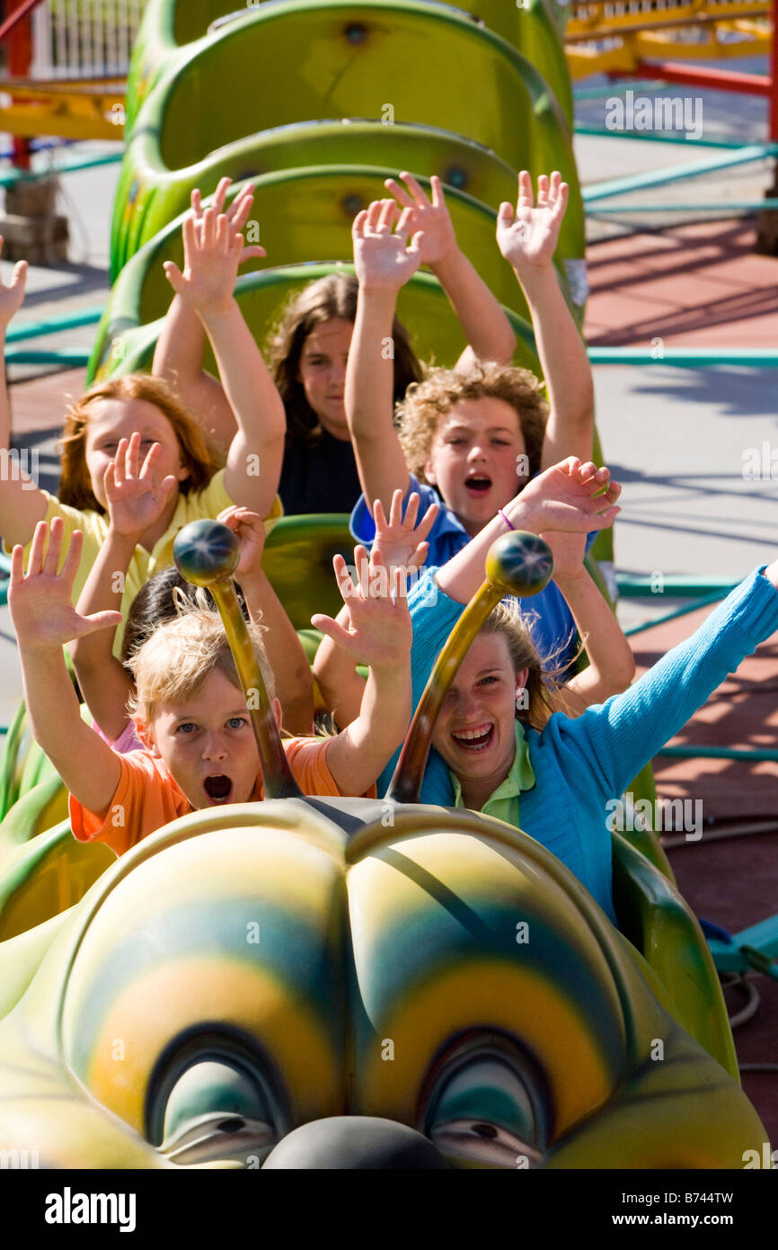 Children riding a roller coaster hi-res stock photography and images ...