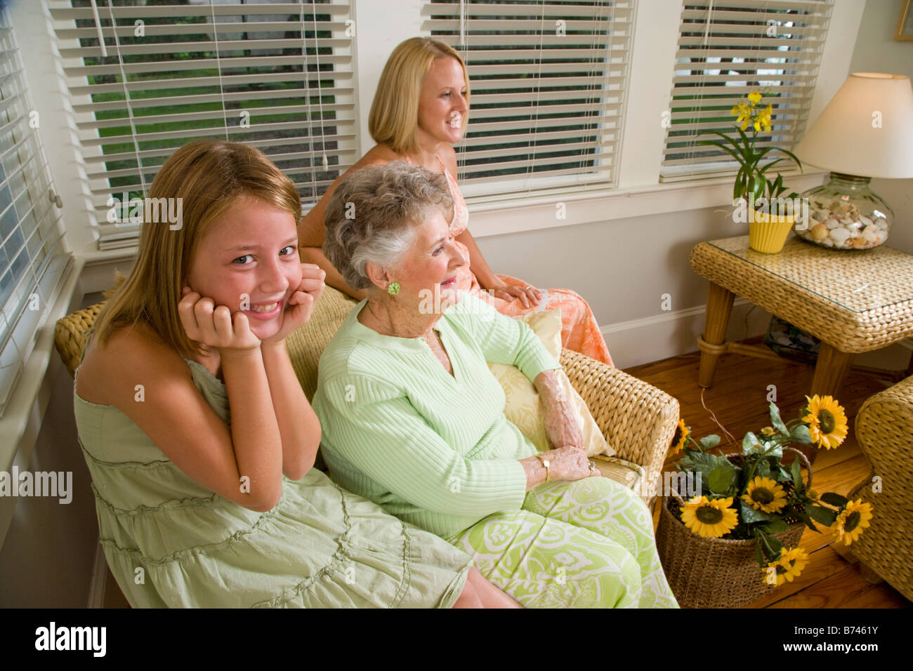 Portrait of three generations of women Stock Photo - Alamy