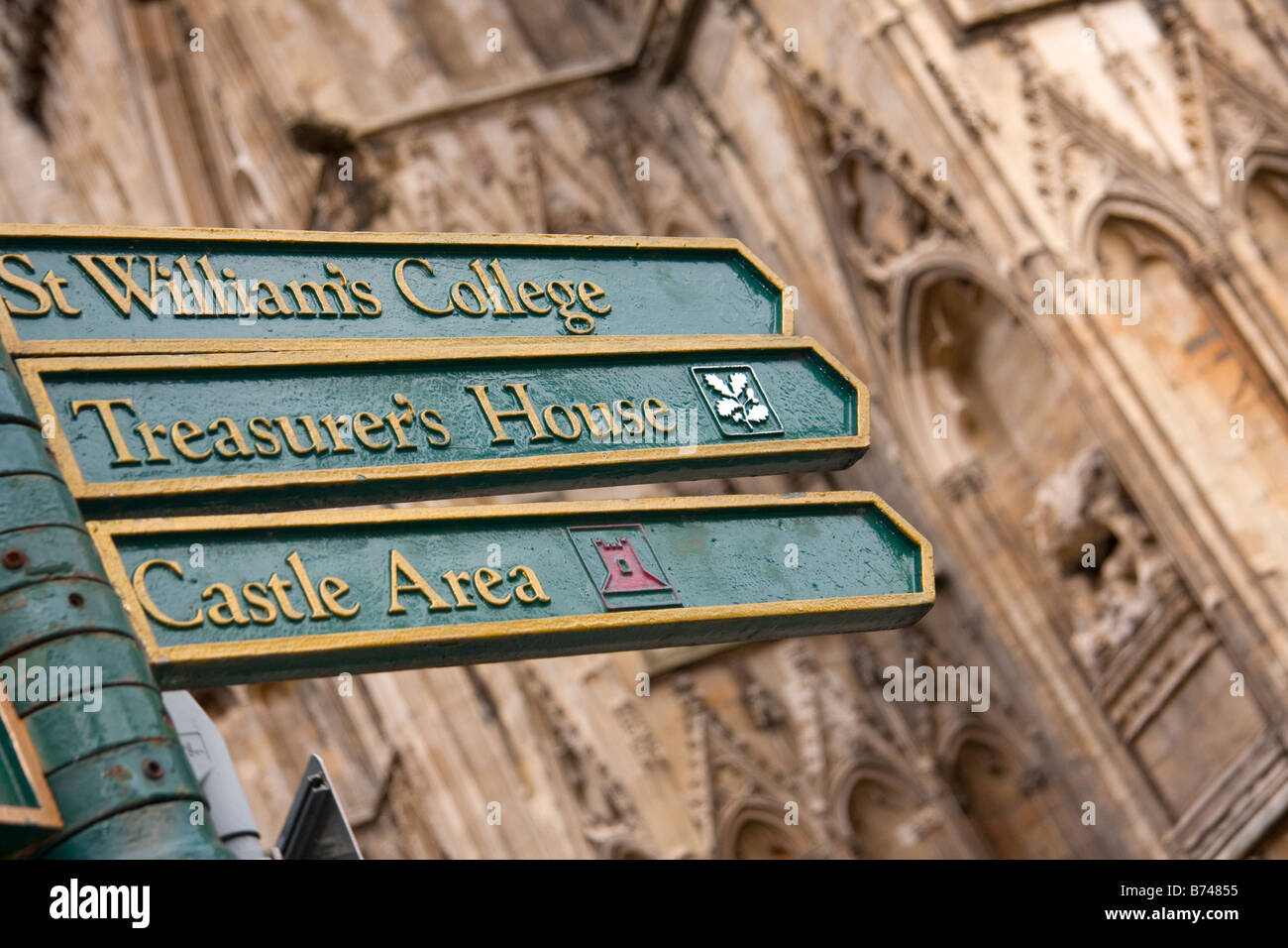 The city of York, England, signpost showing the direction to the ...