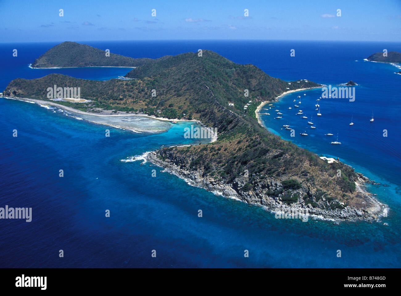 An aerial view of an island in The British Virgin Islands Stock Photo ...