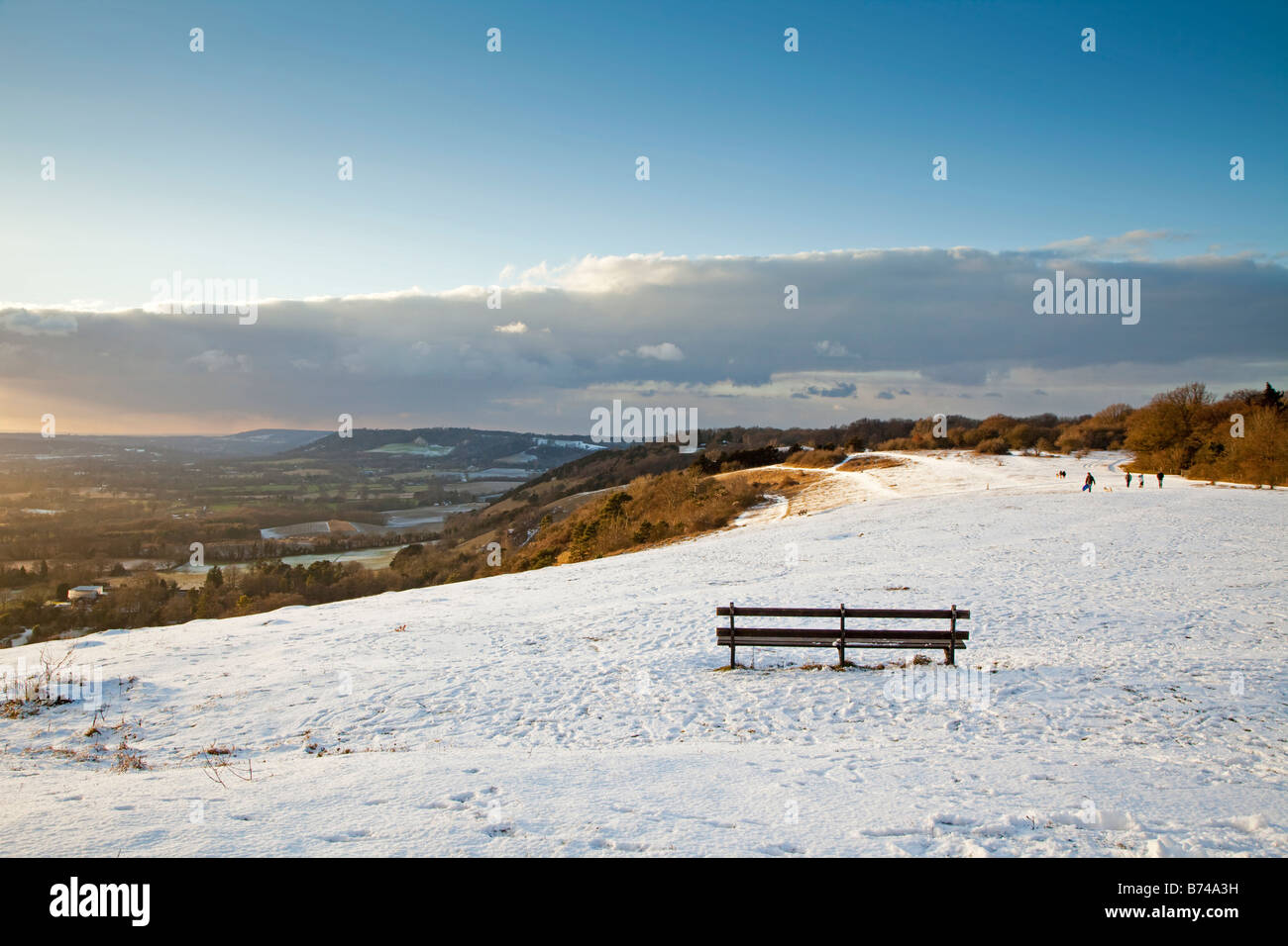 North downs with a covering of snow looking west Stock Photo - Alamy