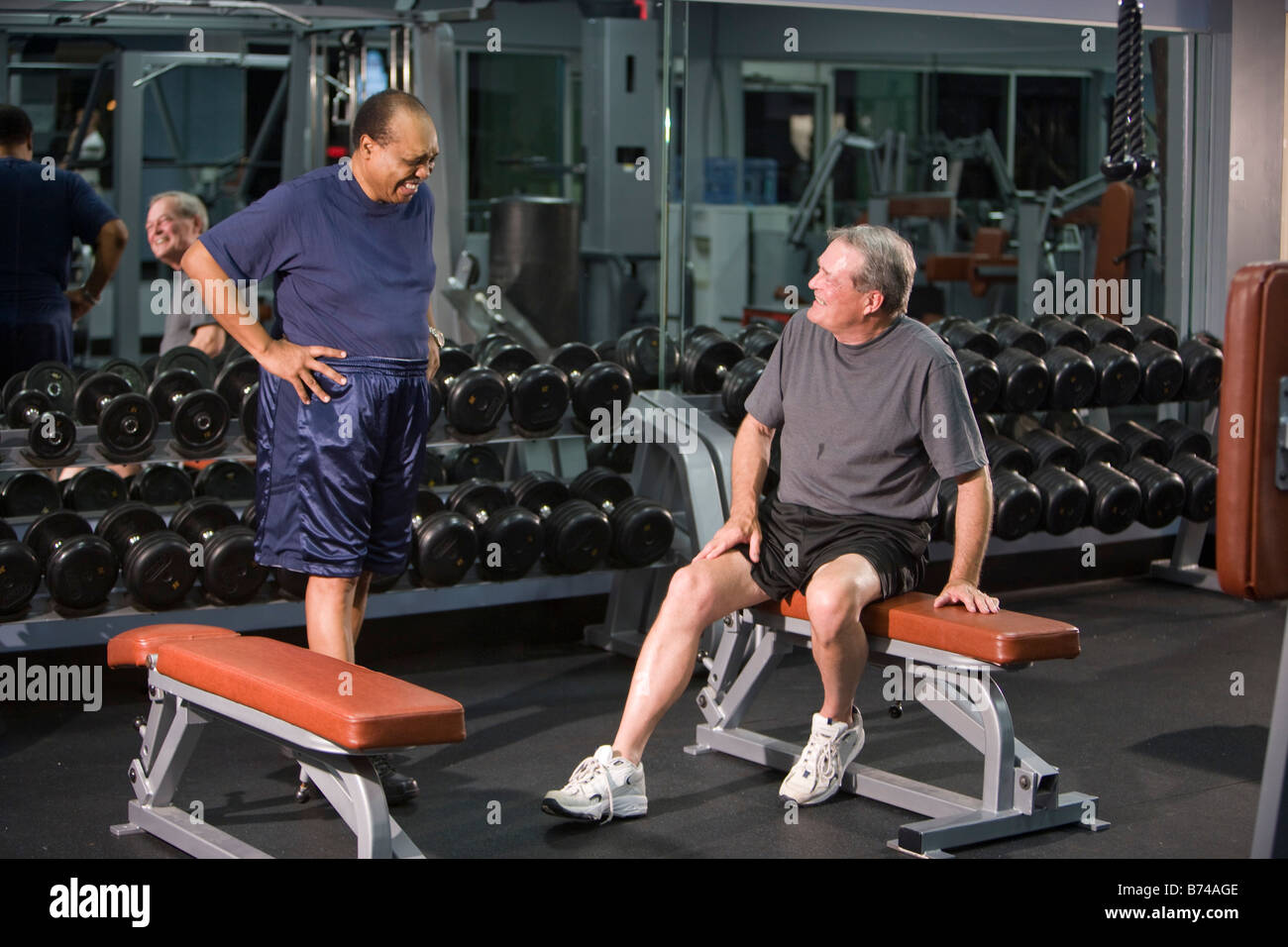 Portrait of multi-racial senior men working out at gym Stock Photo - Alamy