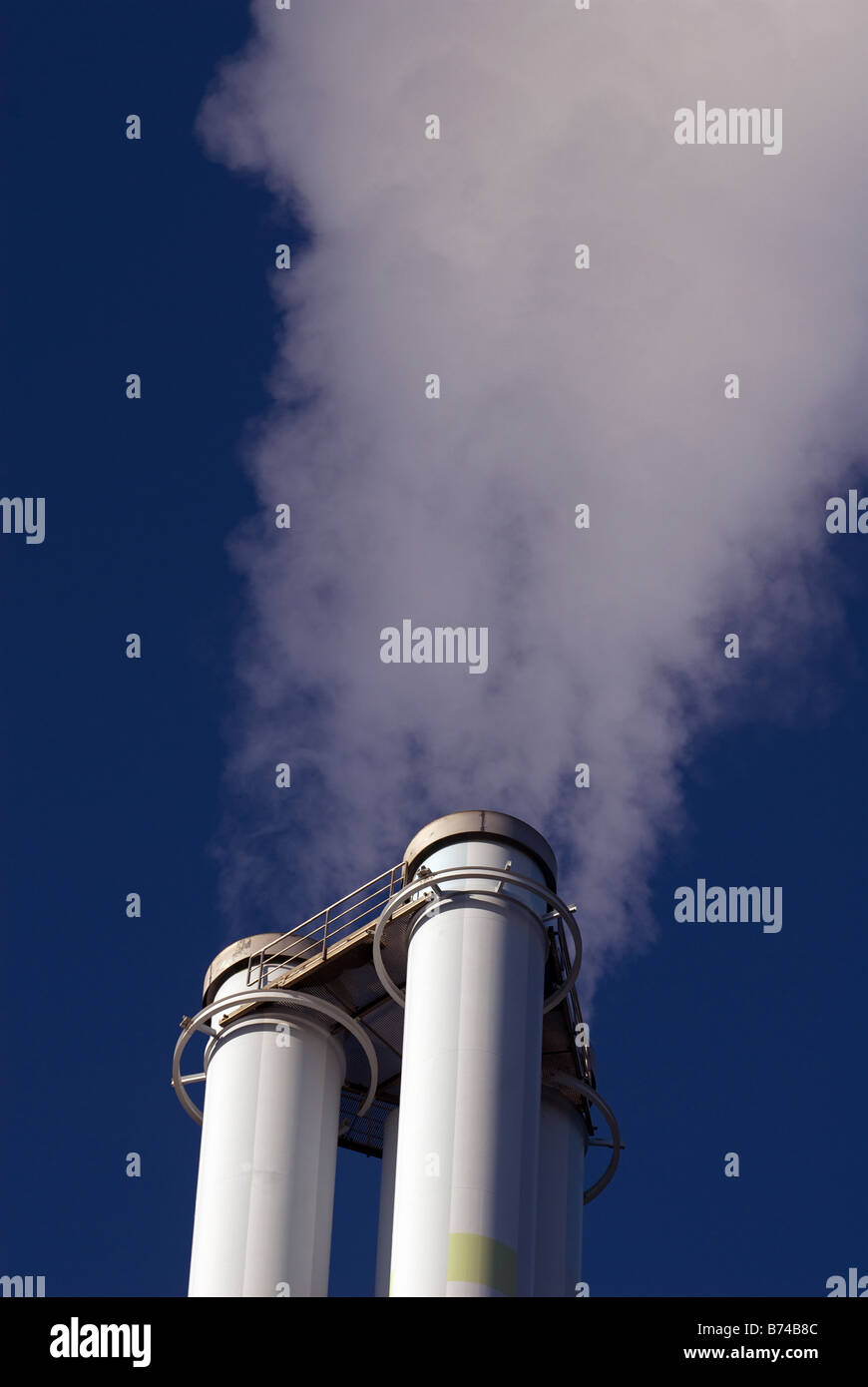 Emissions from the chimney of a commercial waste disposal incinerator ...