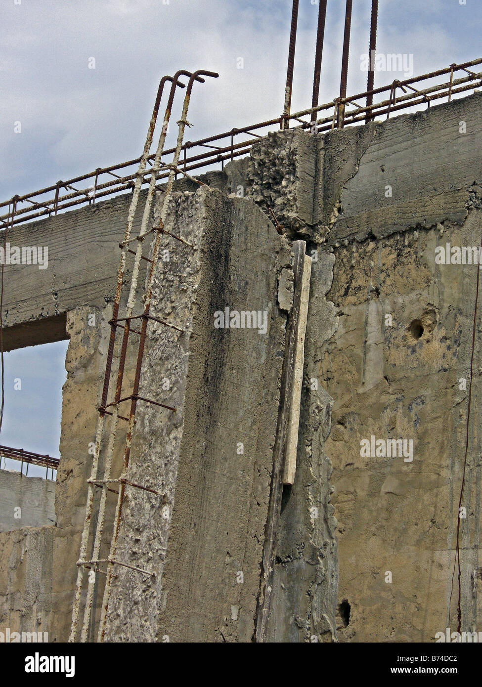 Unsafe work practice on a building site in The Gambia West Africa Stock ...