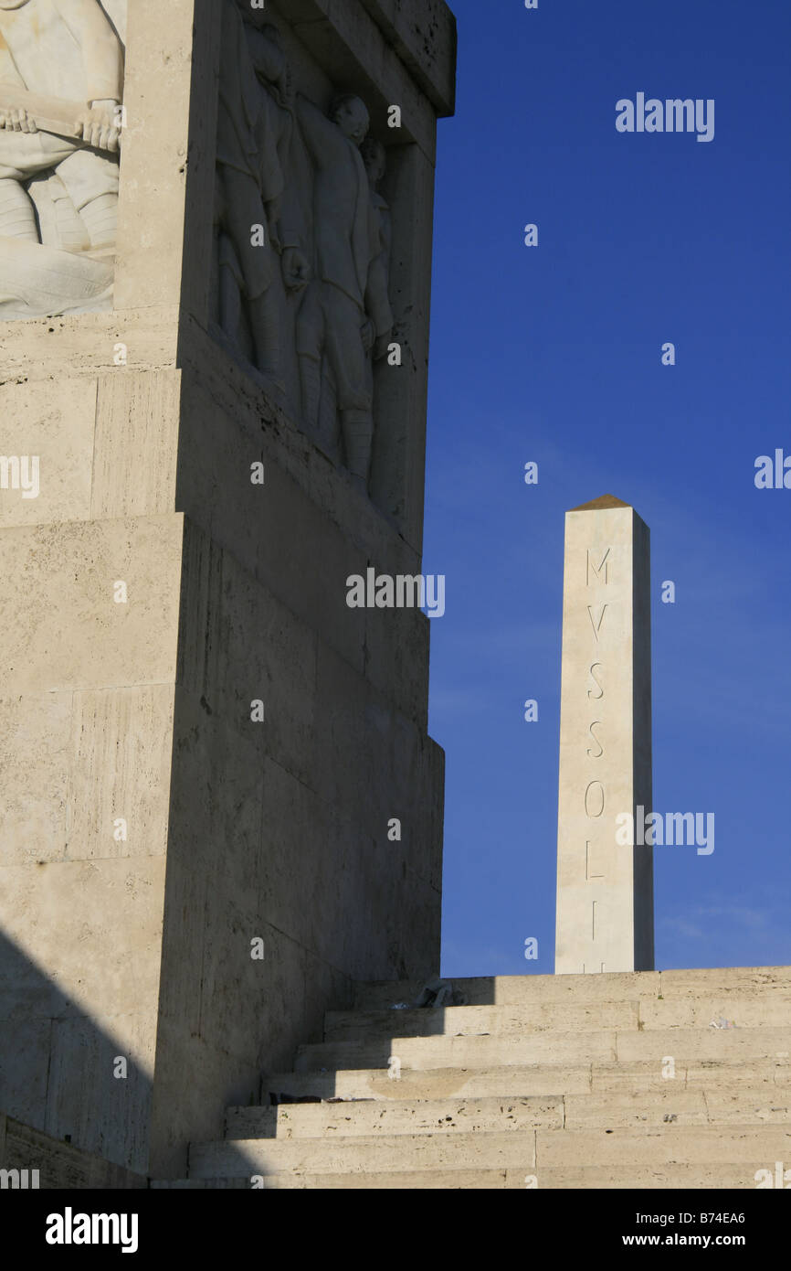 mussolini obelisk memorial at the foro italico rome Stock Photo - Alamy