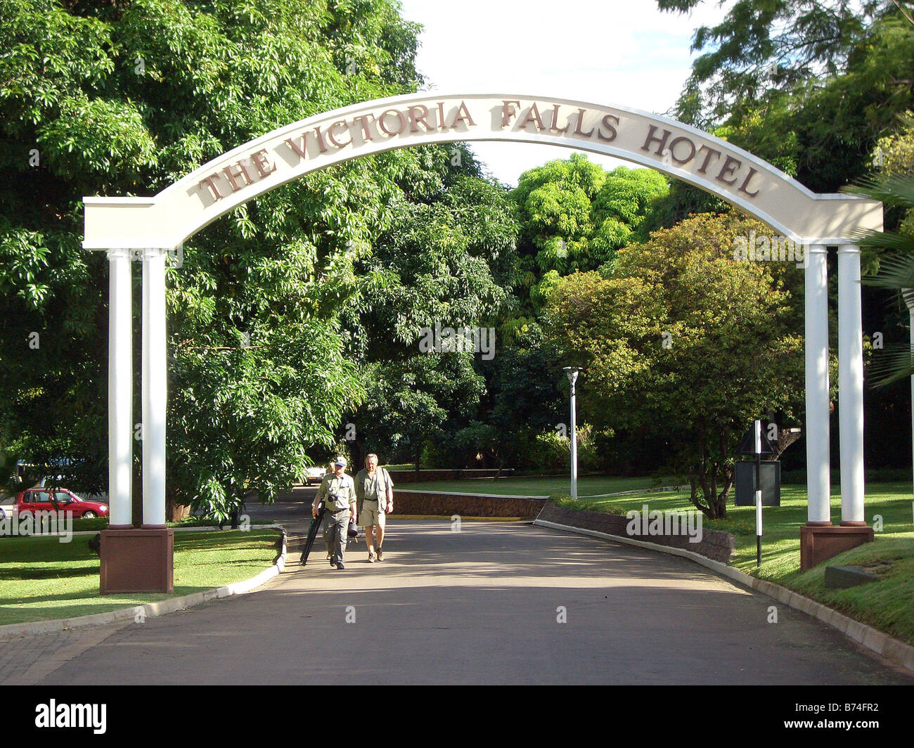 The entrance to the Victoria Falls Hotel Victoria Falls Zimbabwe Stock ...