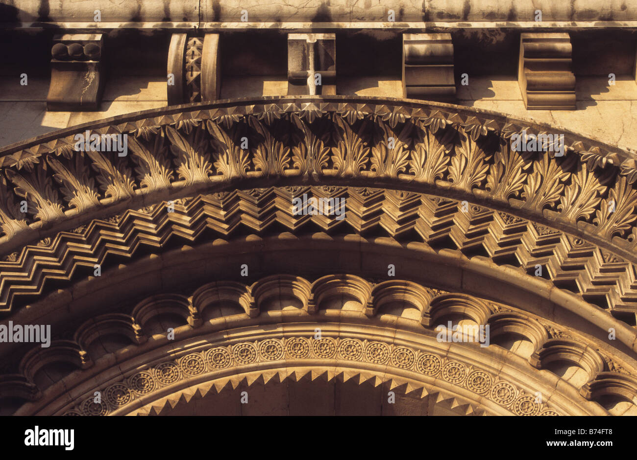 Detail of Mudejar arch and archivolt of side entrance to Nuestra Señora ...