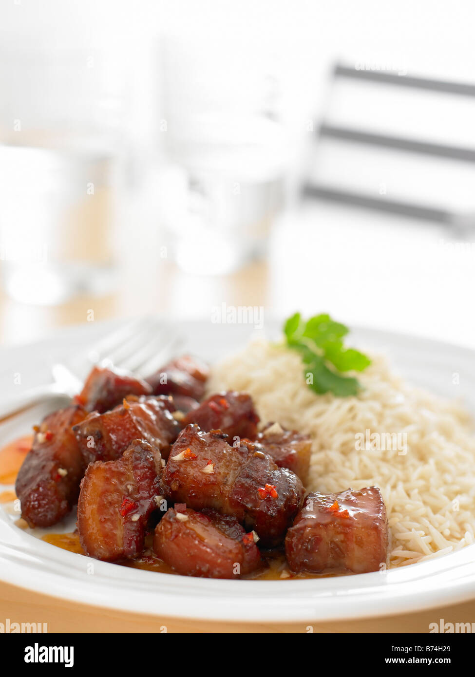 spicy pork belly and rice Stock Photo - Alamy