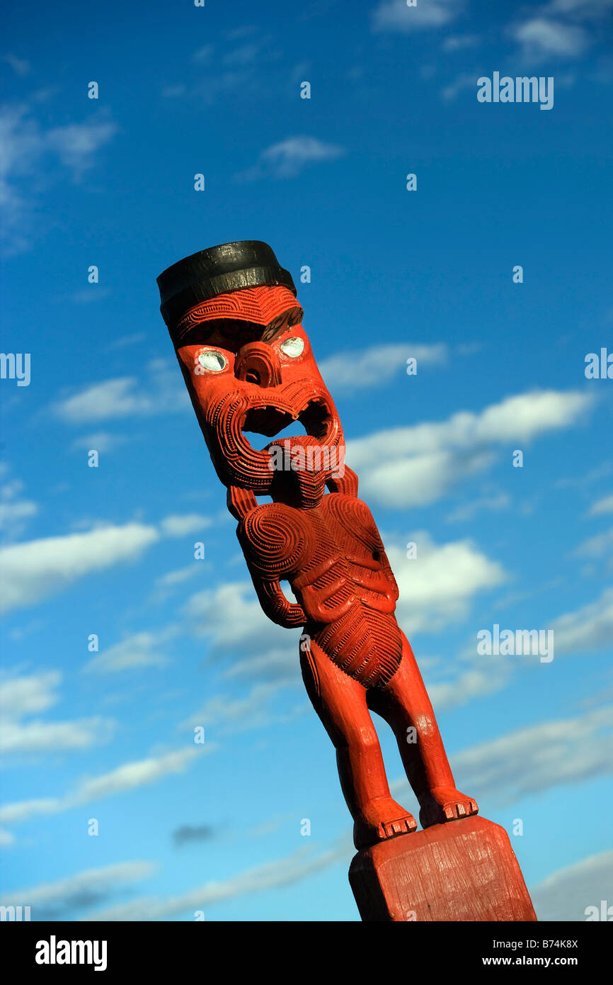 New Zealand, North Island, Rotorua, Maori statue Stock Photo - Alamy