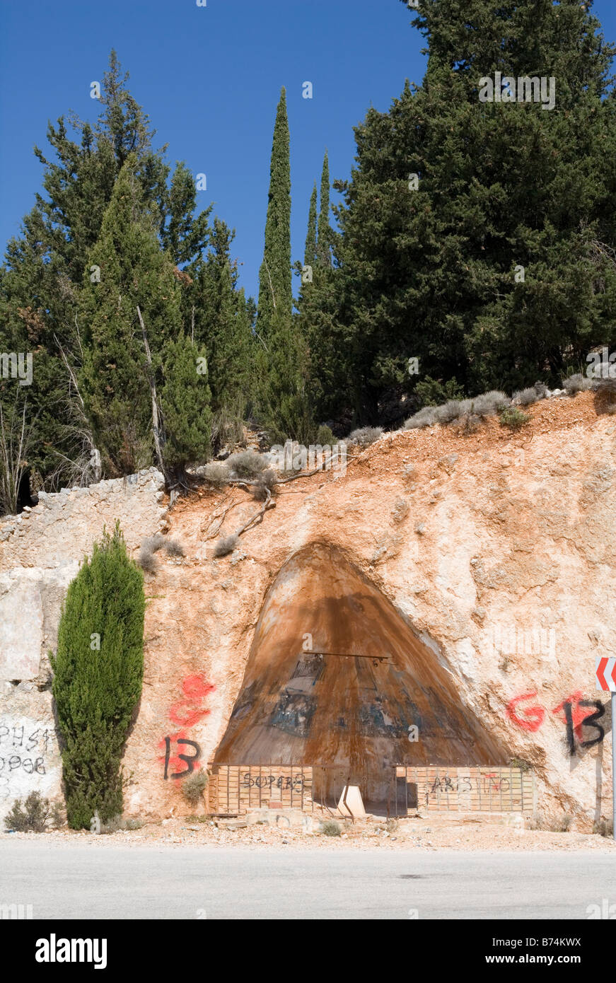 Cave Grotto carved from cliff Kefalonia Greece Stock Photo - Alamy