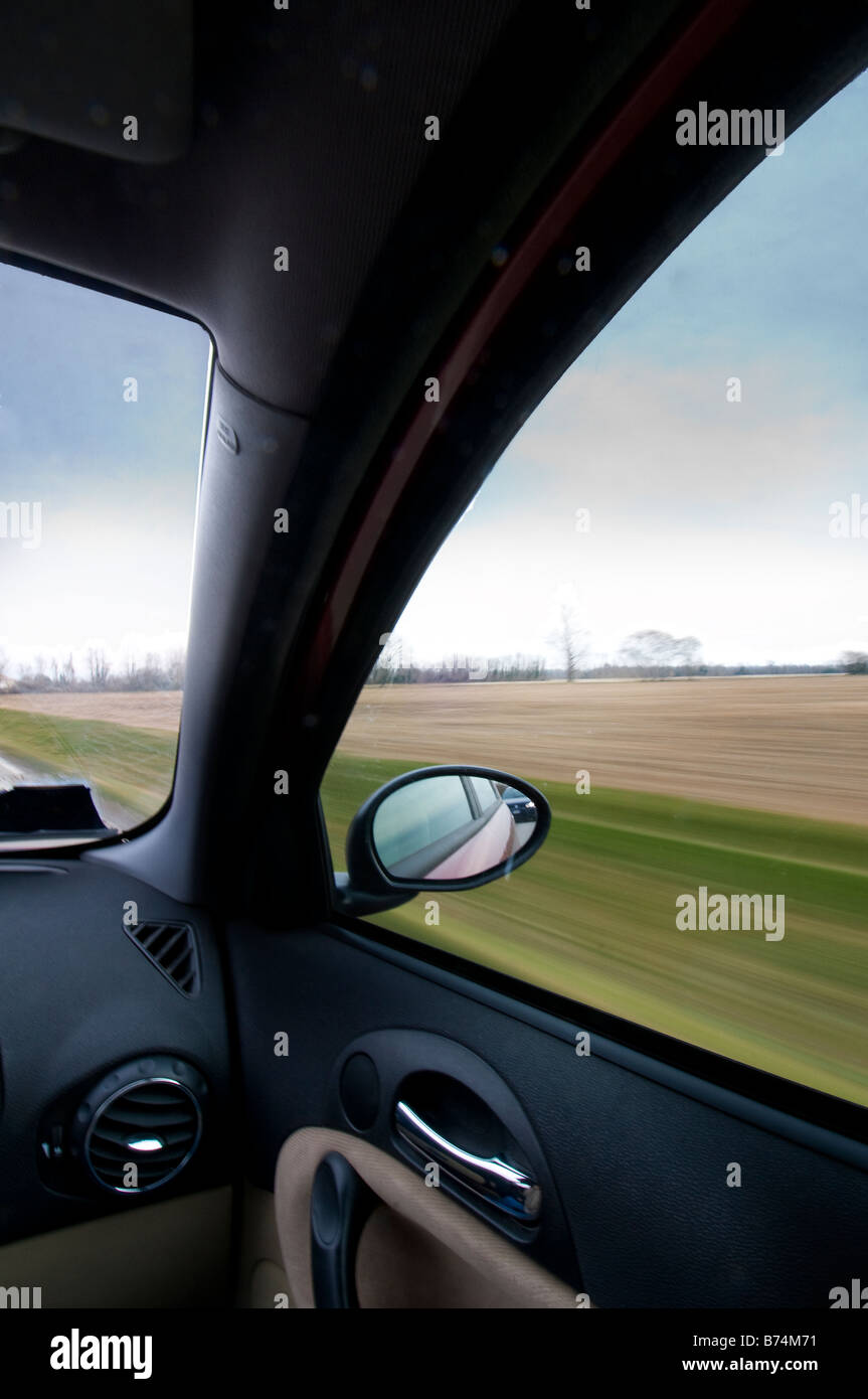 panoramic view from the window of a moving car Stock Photo - Alamy