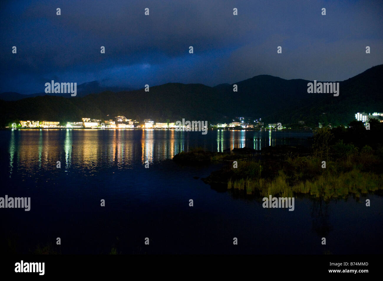 Lake Kawaguchi at night in Japan Stock Photo - Alamy