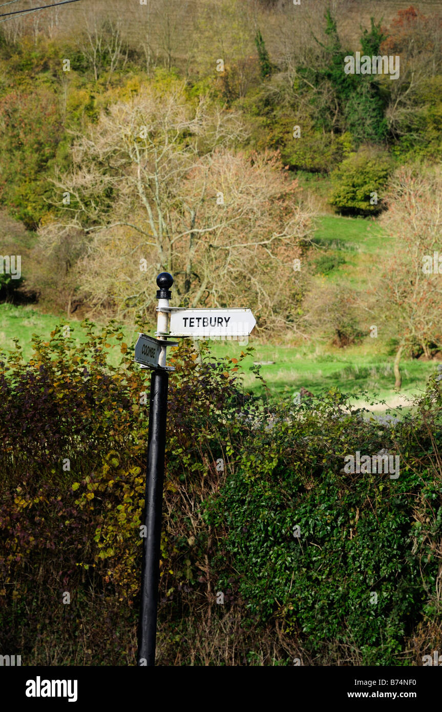 Tetbury sign post Gloucestershire Cotswolds Stock Photo - Alamy
