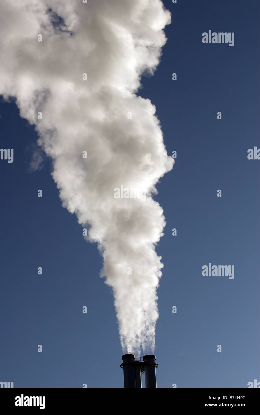 Emissions from the chimney of a commercial waste disposal incinerator ...