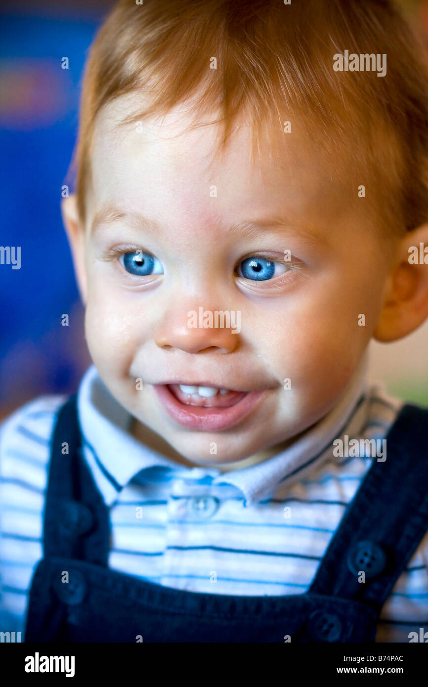 Color portrait of a baby boy with a big smile Stock Photo - Alamy