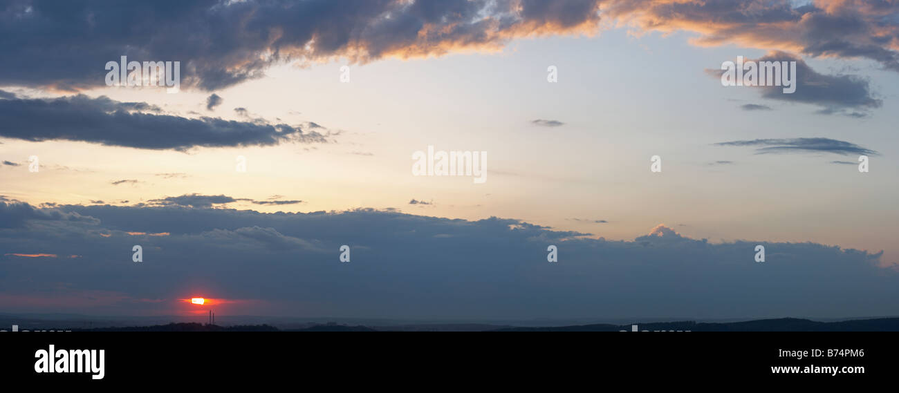 Evening sunset sky with clouds above Lviv City view (Ukraine). View ...