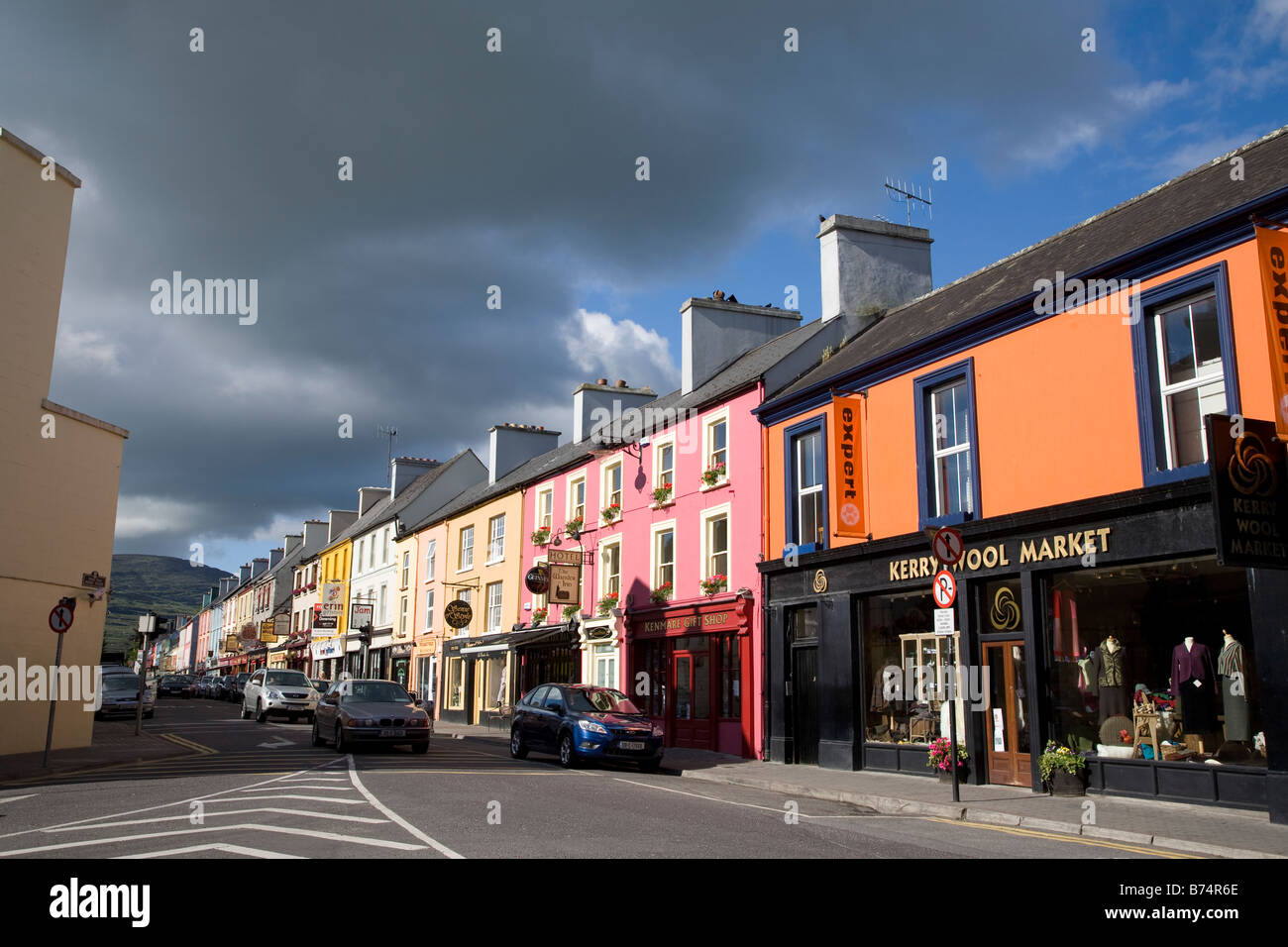 Colorful shops on street in Kenmare Stock Photo - Alamy