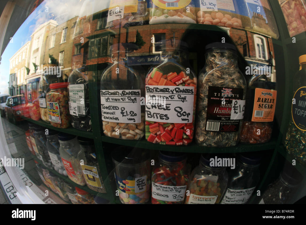 old fashioned sweet shop selling traditional English sweets in jars in ...