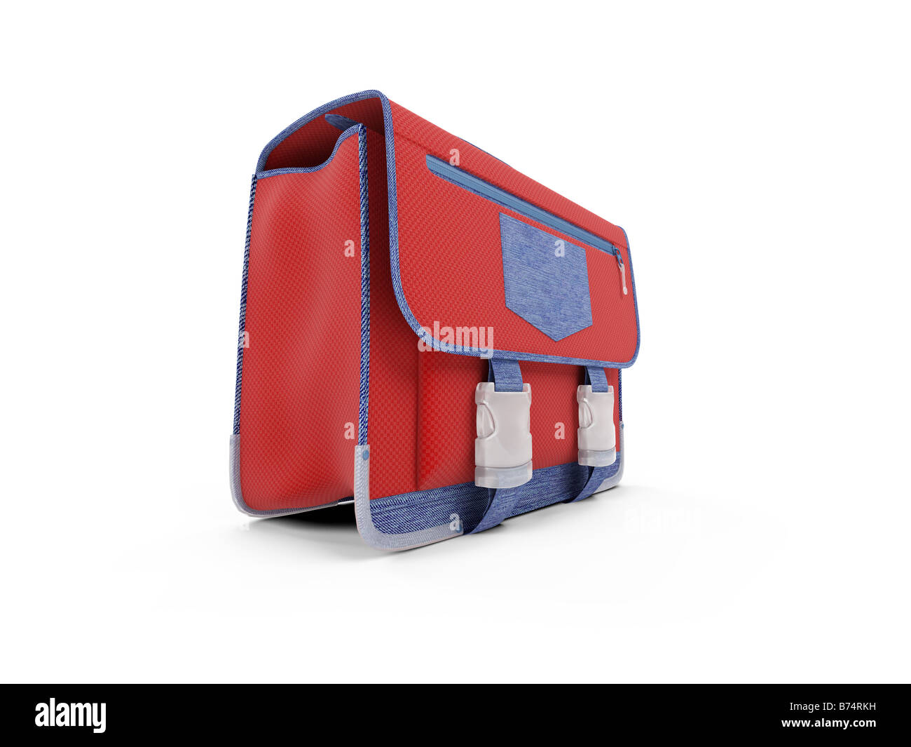 isolated red school rucksack on a white background Stock Photo - Alamy