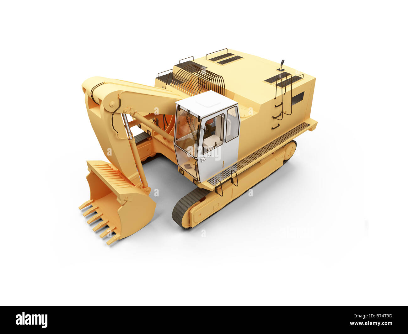 isolated steam shovel bulldozer on a white background Stock Photo - Alamy