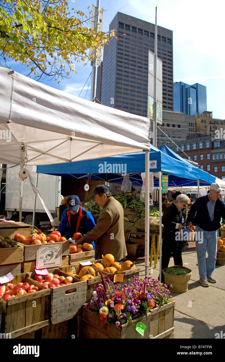 City Hall Plaza Farmers Market in downtown Boston Massachusetts USA ...