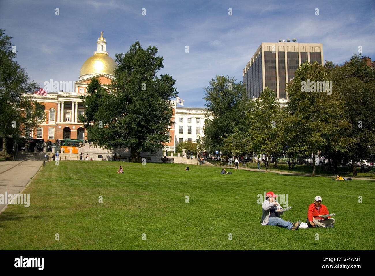 The Massachusetts State House and Boston Common located in the Beacon ...