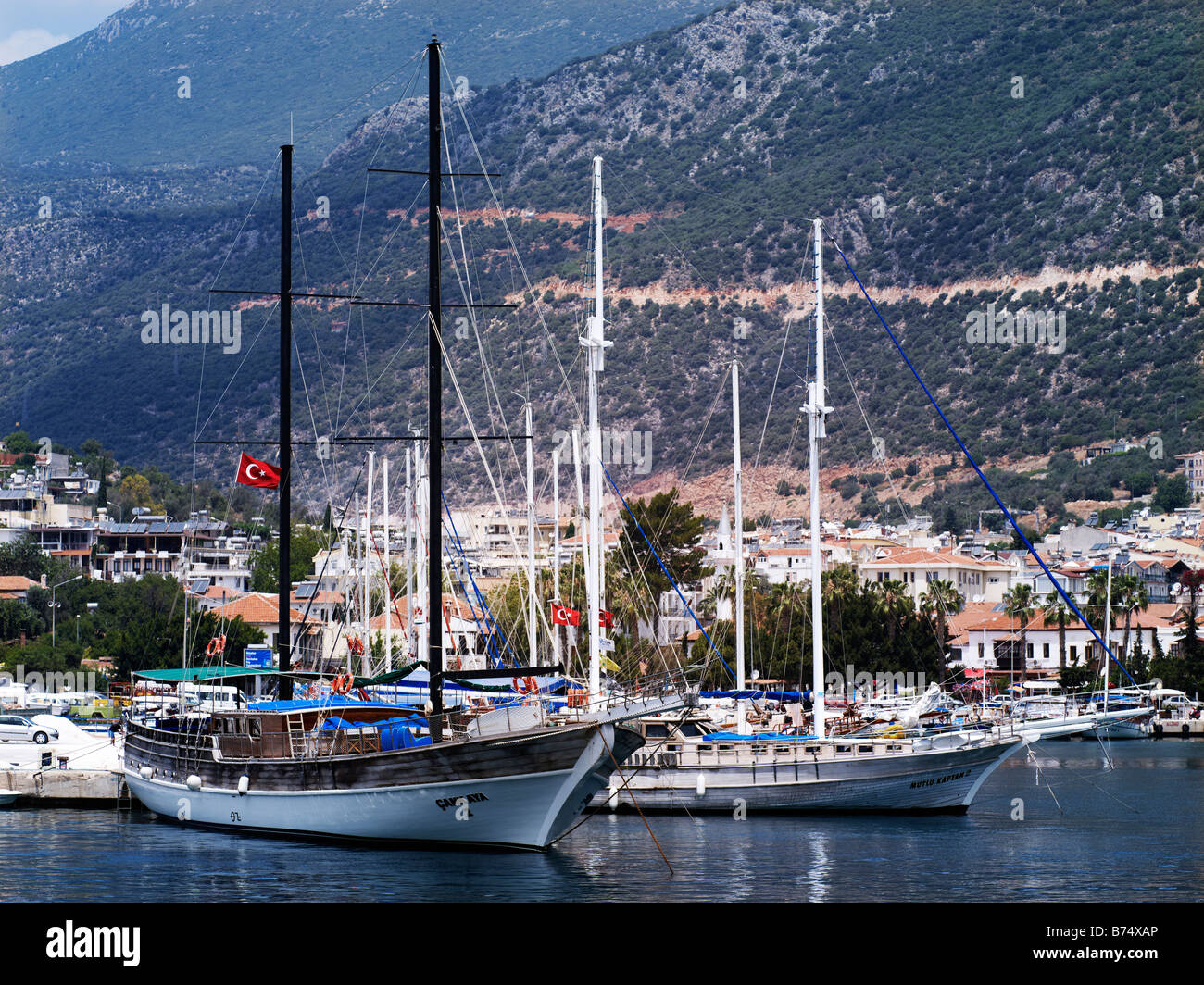 Kas Town Harbour ini Turkey with Gulets Stock Photo - Alamy