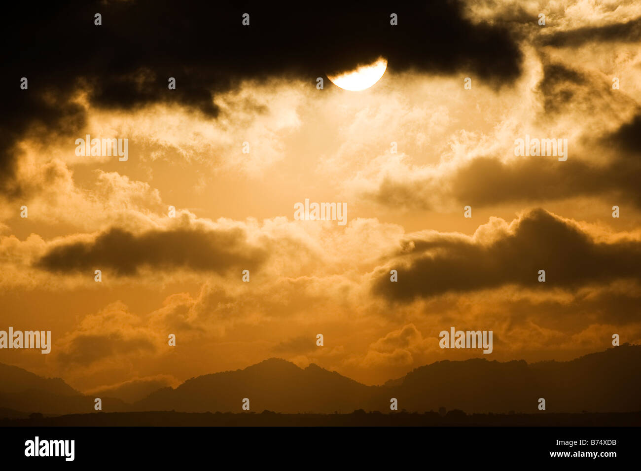 Stormy sunrise over indian countryside. Andhra Pradesh, India Stock ...