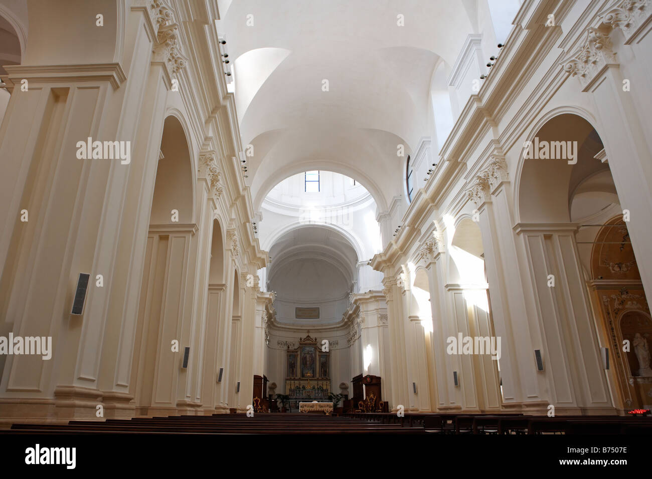 Interior of Cathedral of San Nicolo after rebuilding the dome, Noto ...
