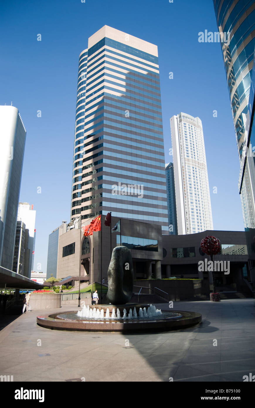 High-rise buildings showing Chinese flag, Exchange Square, Sheung Wan ...