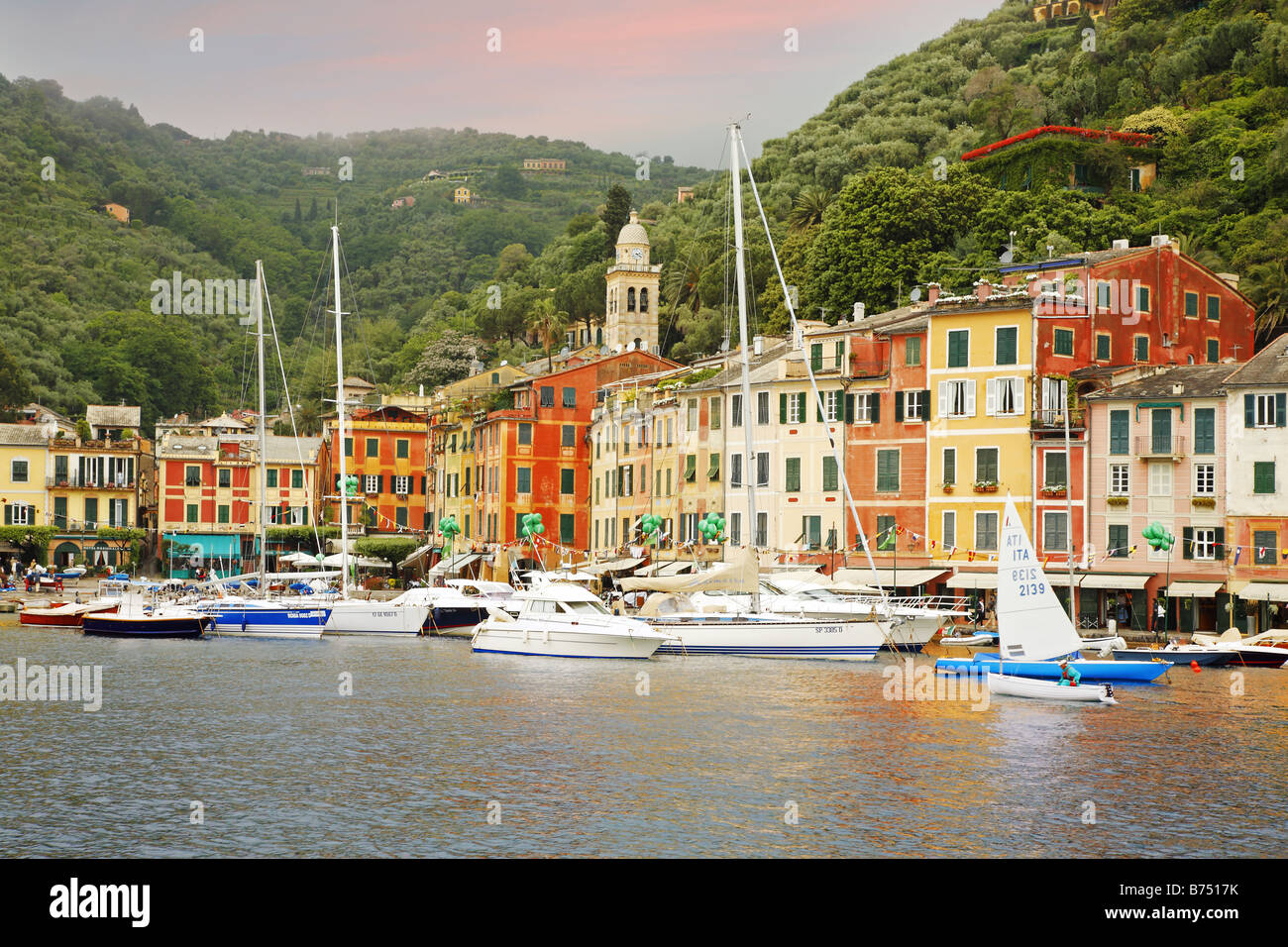 Portofino bay at sunset hi-res stock photography and images - Alamy