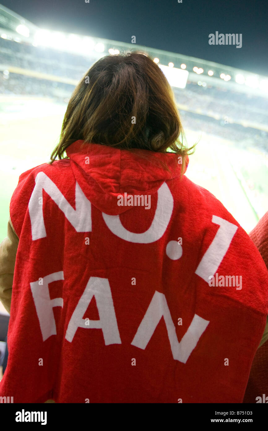 No. 1 / Number 1 / One fan, at football soccer game, in stadium Stock ...