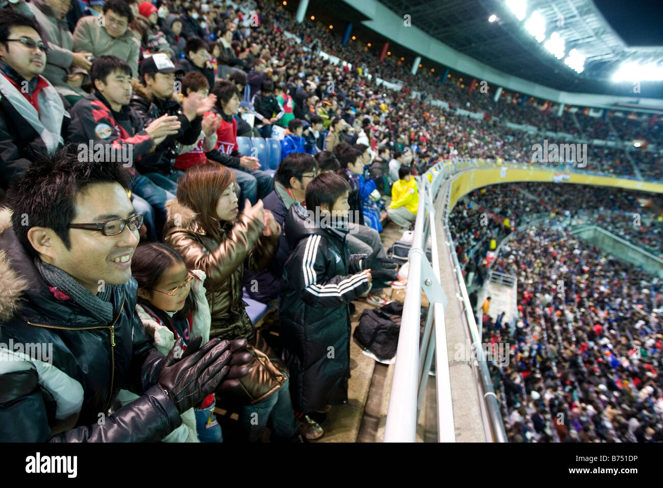 Japanese football soccer fans in Nissan Stadium, Shin-Yokohama, Japan ...