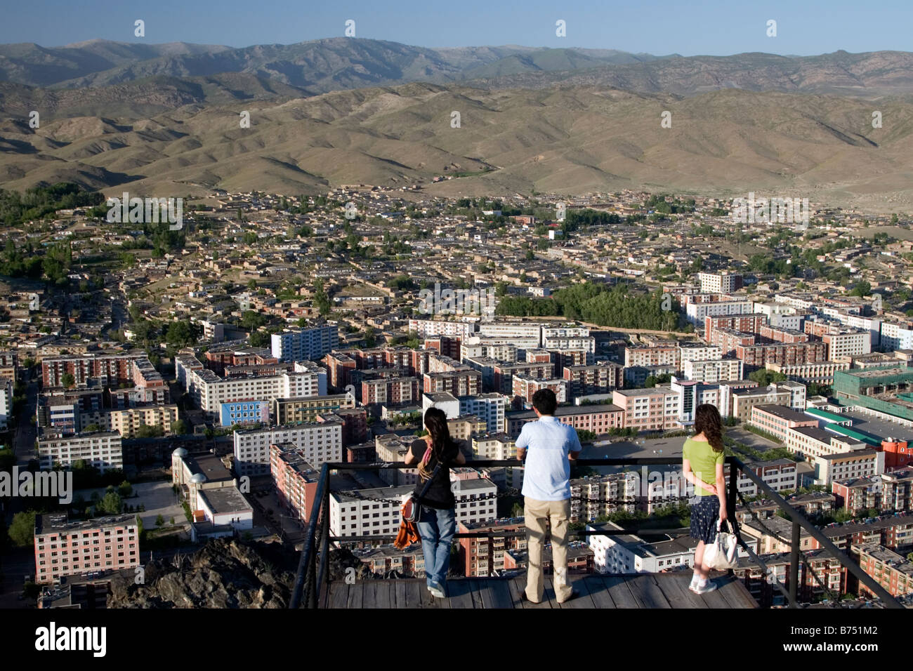 Panorama of Aletai city and mountains in the northern tip of Xinjiang ...