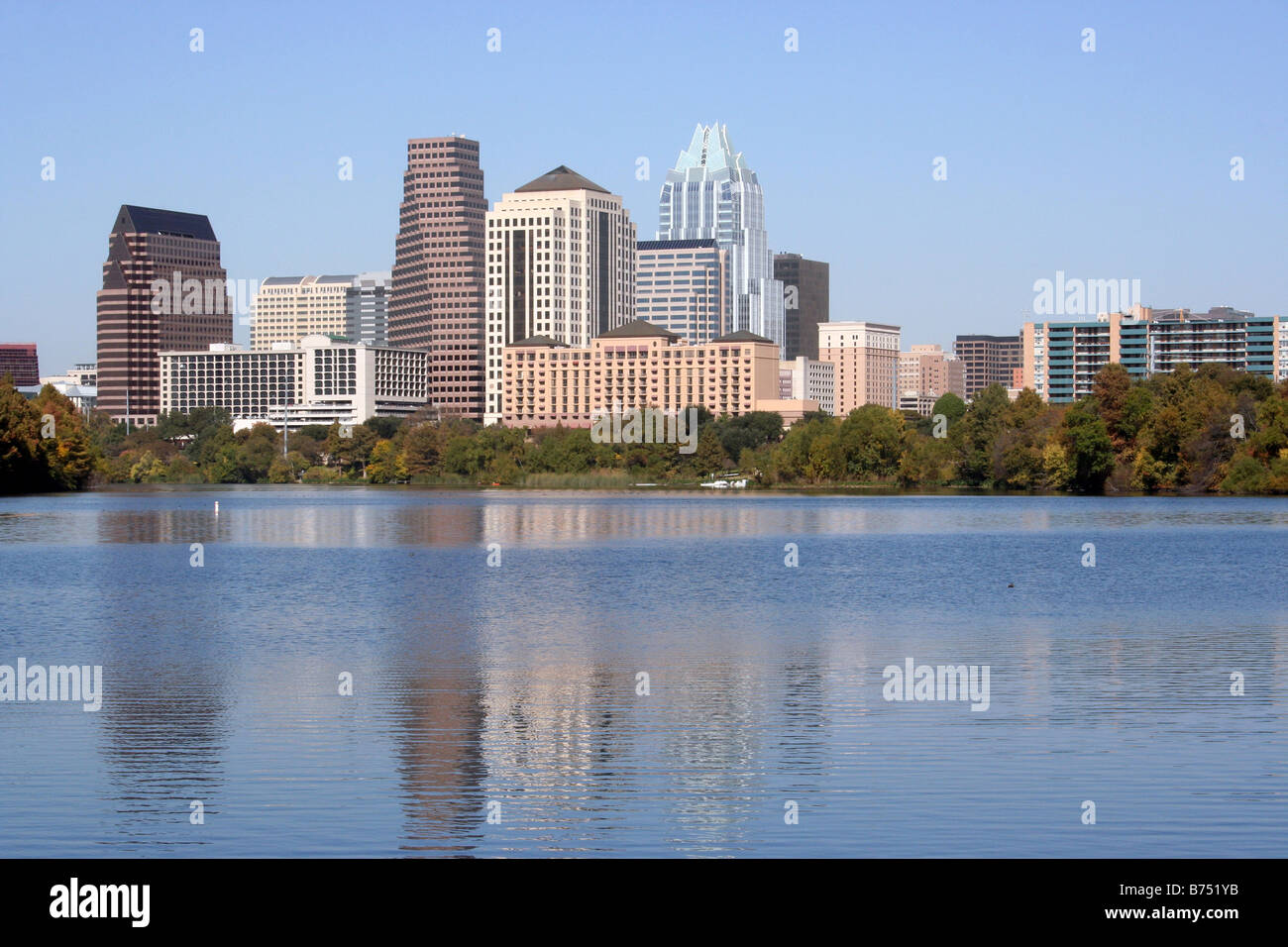 A nice clear shot of downtown Austin Texas from across Town Lake ...