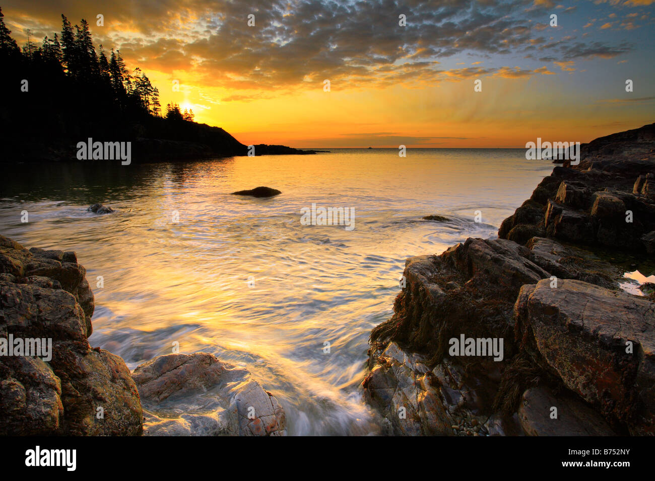 Sunrise, Little Hunters Beach, Acadia National Park, Maine, USA Stock ...