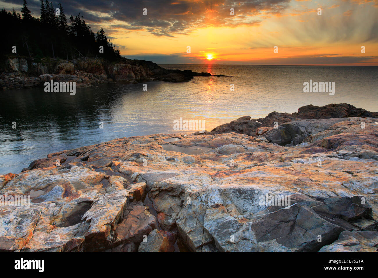 Sunrise, Little Hunters Beach, Acadia National Park, Maine, USA Stock ...