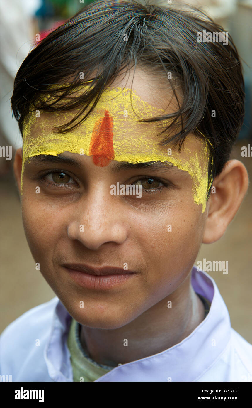 India Vrindavan a portrait of a boy with Hindu marks on his face Stock ...