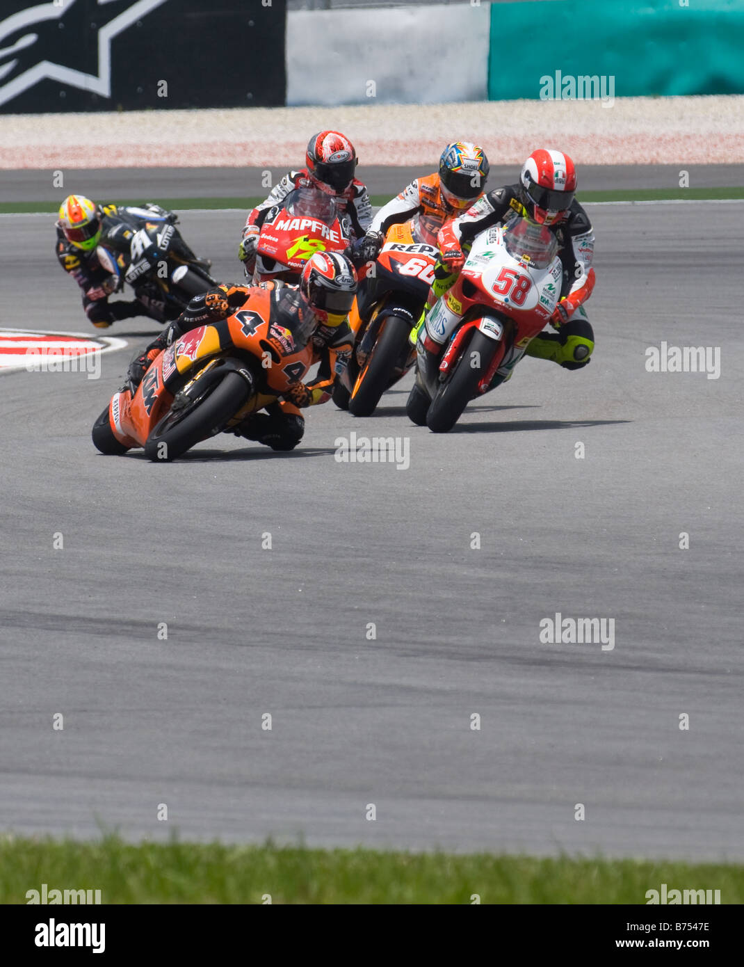 Sepang Malaysia October 19 2008 250cc riders racing at 2008 Polini ...