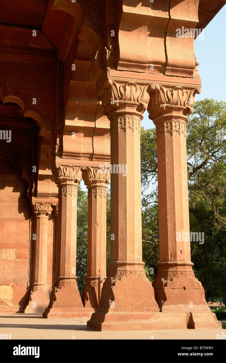 sandstone columns at the diwan i am or hall of public audiences at the ...