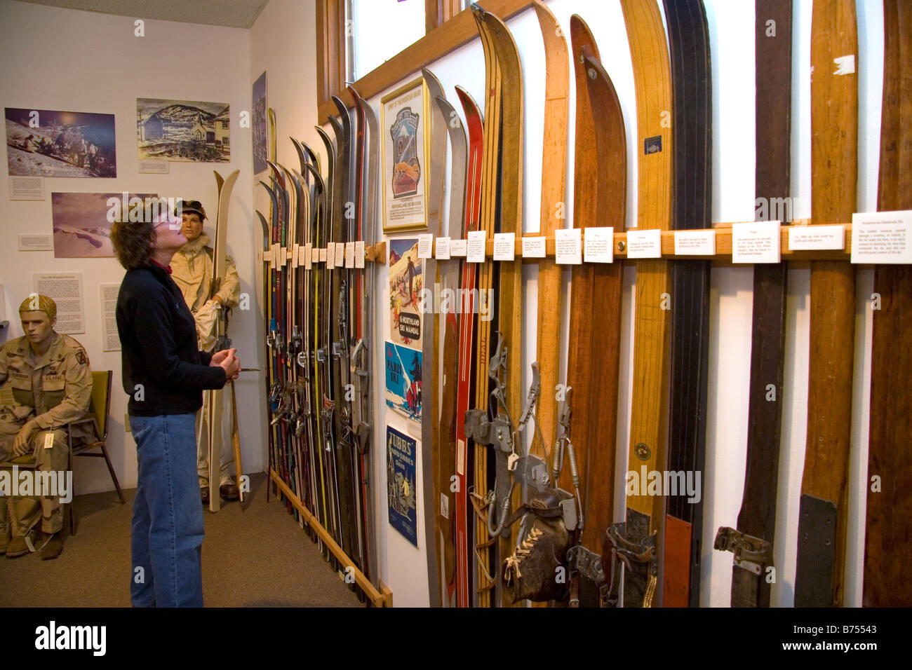 Visitor inside the New England Ski Museum located in the town of ...