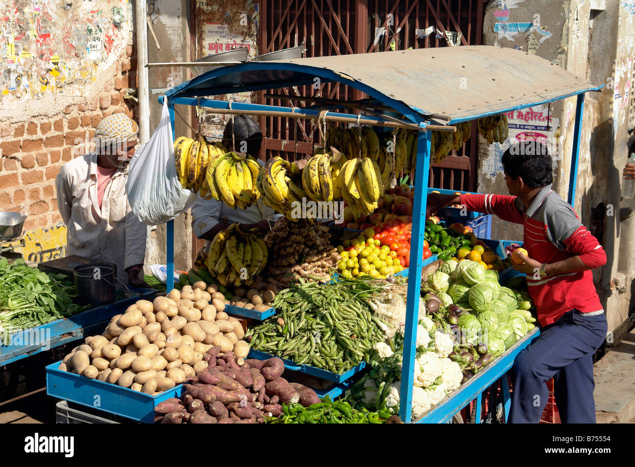 indian vegetable market stall in a small rajasthan town Stock Photo - Alamy