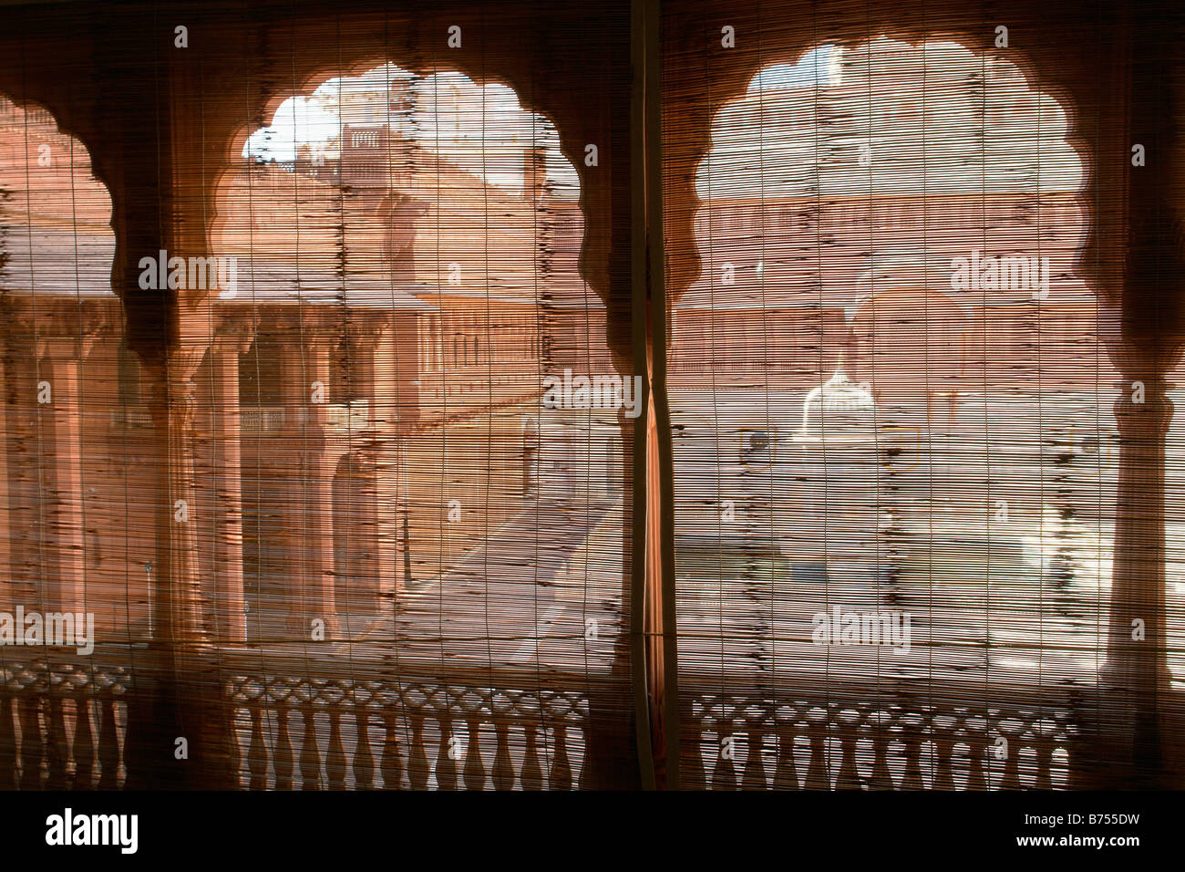 junagarh red fort view through reed blinds in bikaner Stock Photo - Alamy